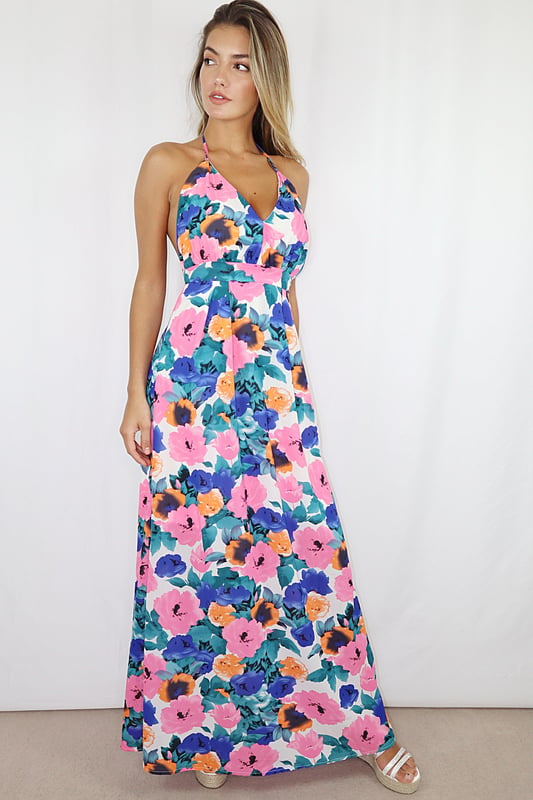 Blue Chiffon Maxi Dress