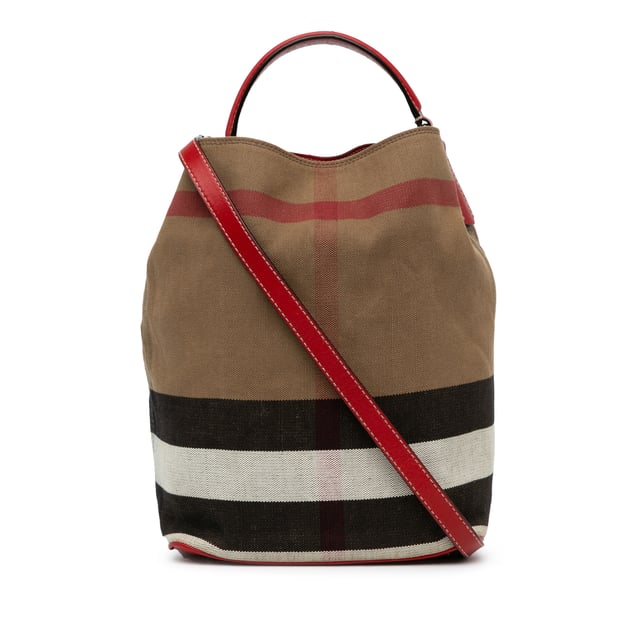 Vintage Burberry House Check Canvas Ashby Satchel Brown