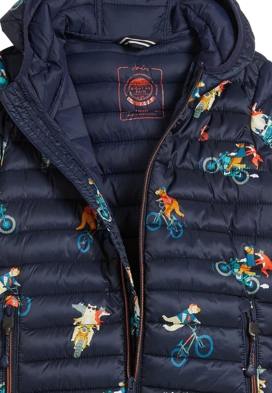 Joules Boys Cairn Jacket Biker Animal in Navy