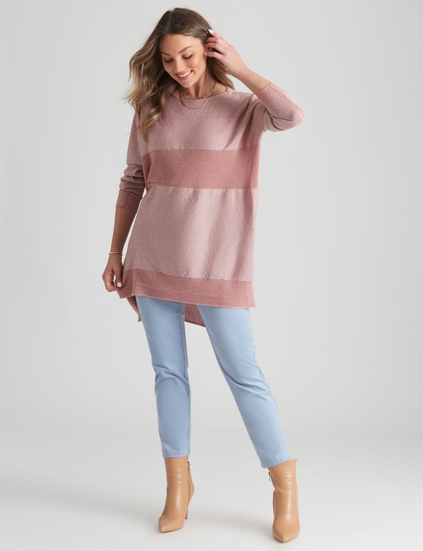 Womens Rockmans Long Sleeve Step Hem Lurex True Knitwear Jumper