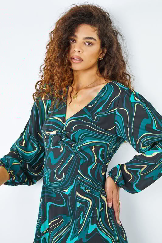 Marble Print Midi Dress