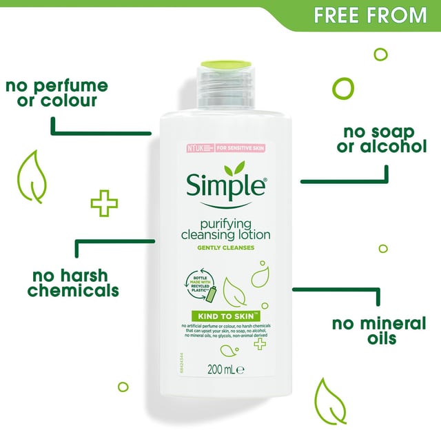 Simple Kind To Skin Purifying Cleansing Lotion, 3x200ml