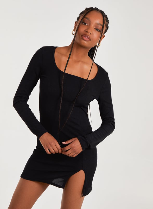 Long Sleeve Ribbed Dress