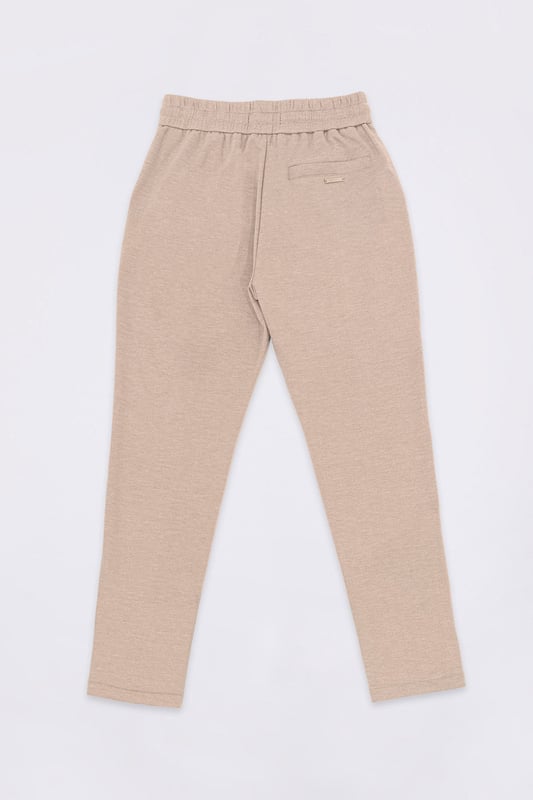Beige 'Grove' Textured Trousers with Front Seam