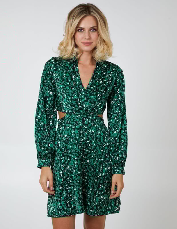 Keyhole Wrap Bust Shirt Dress