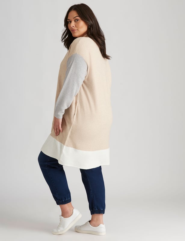 Womens Autograph Knitwear Colour Block Coatigan - Plus Size