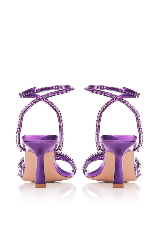 'Rhodes' Purple Metallic Strappy Heels