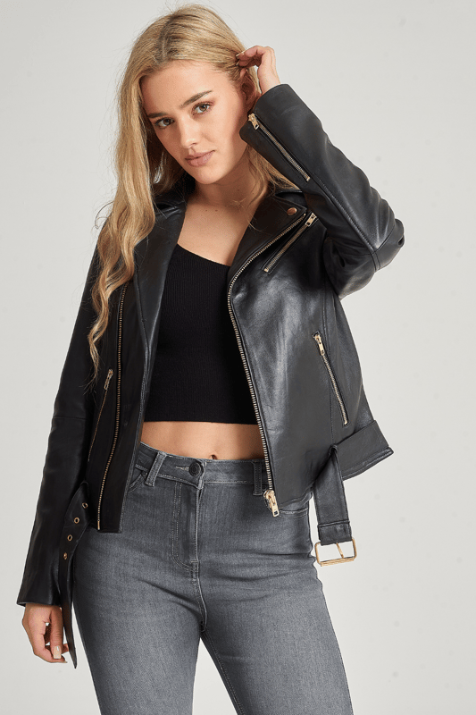 BARNEY & TAYLOR Asymmetric Leather Biker
