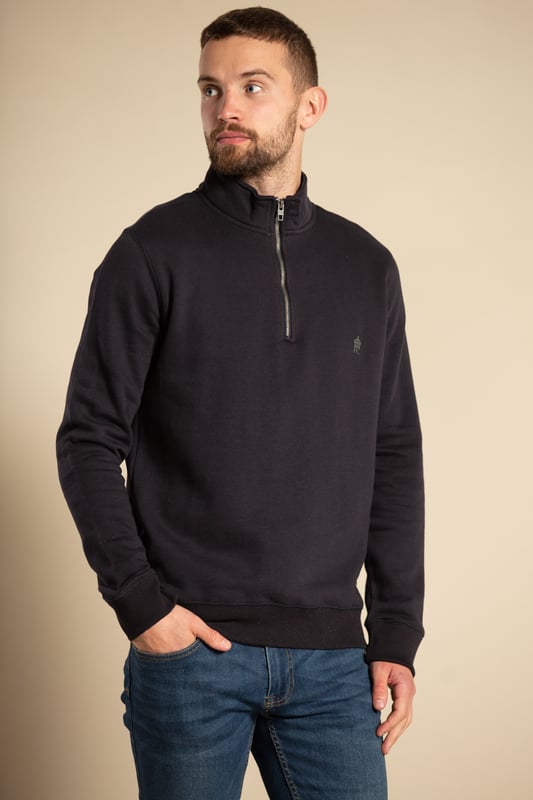 Navy Cotton Blend 1/2 Zip Jumper