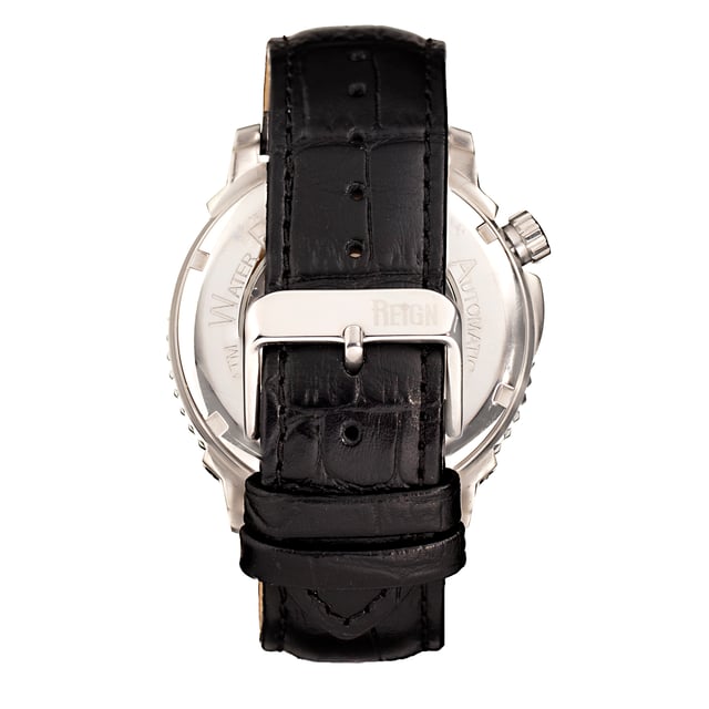 Reign Bauer Automatic Semi-SkeletonLeather-Band Watch