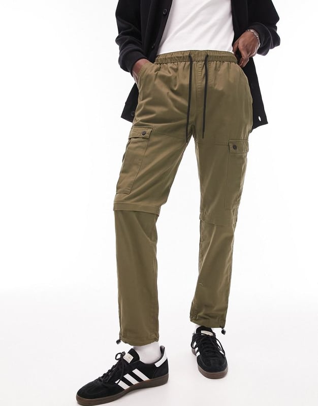 Topman skinny cargo trousers in khaki-Green