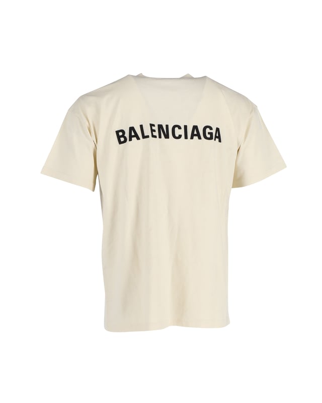 Balenciaga Jersey Vintage-Logo T-Shirt in Cream Cotton