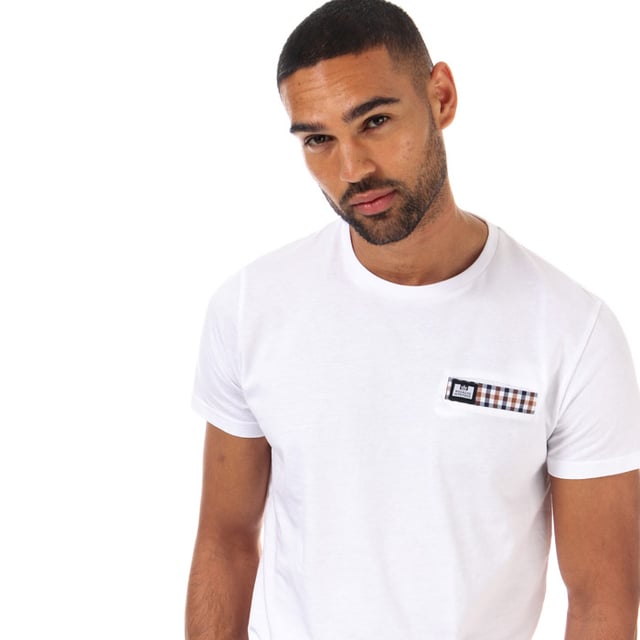 Men's Weekend Offender Hopper Check Pocket T-Shirt in White