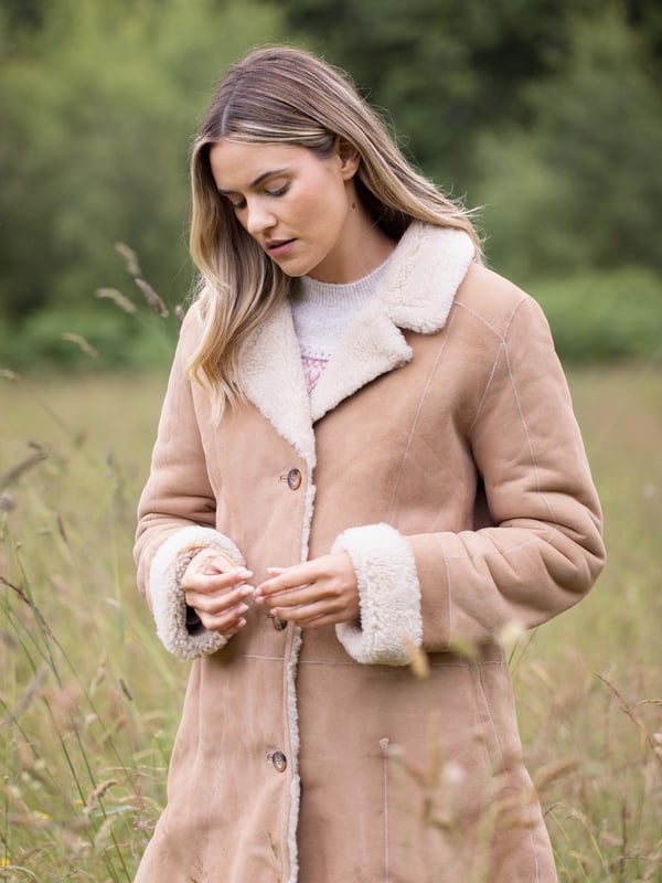 Dove Shearling Longline Coat