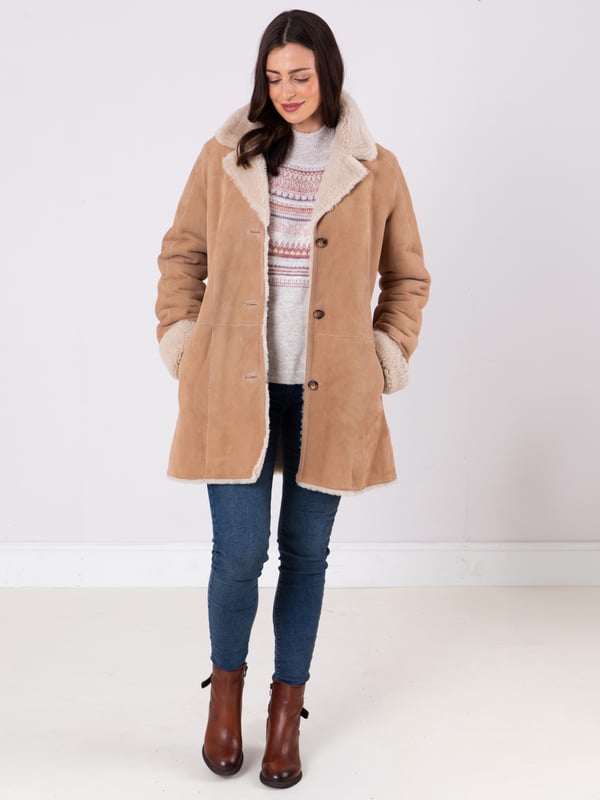 Dove Shearling Longline Coat