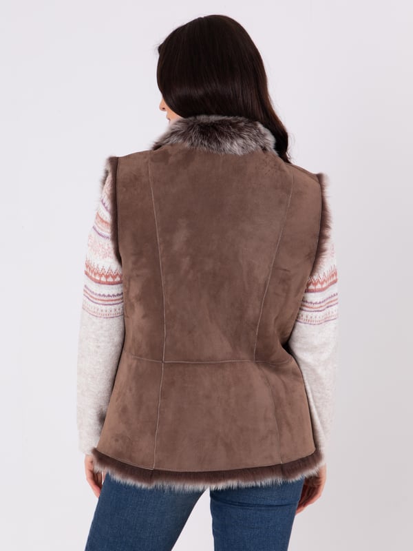 Selside Toscana Shearling Gilet in Taupe