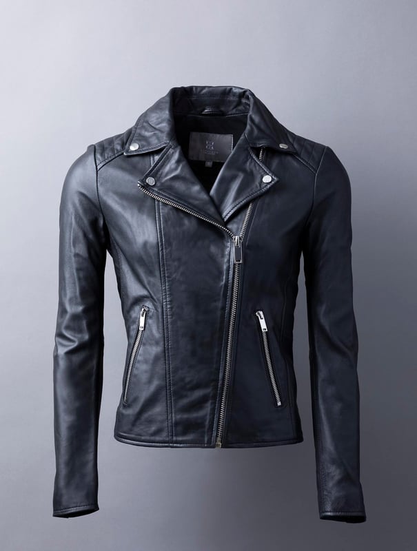 Thirlmere Leather Biker Jacket in Black