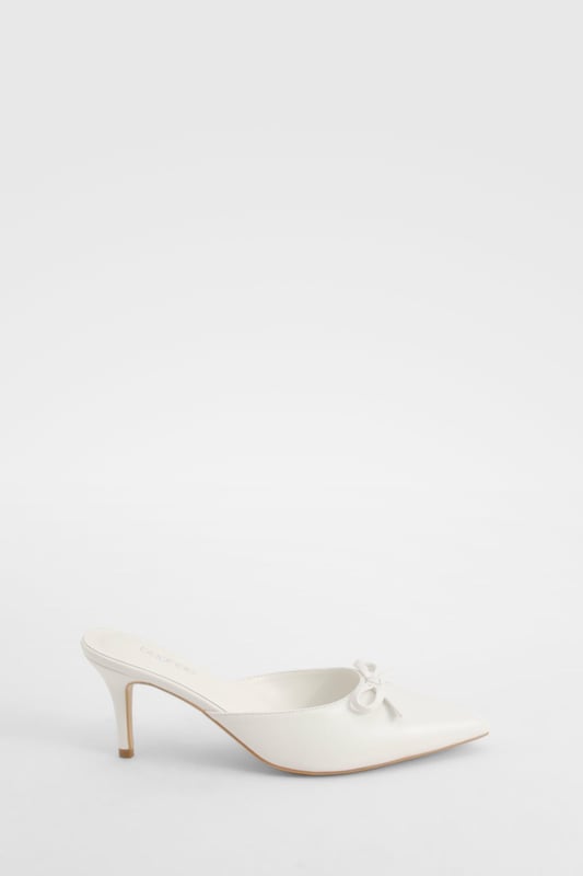Wide Fit Bow Detail Backless Court Shoes
