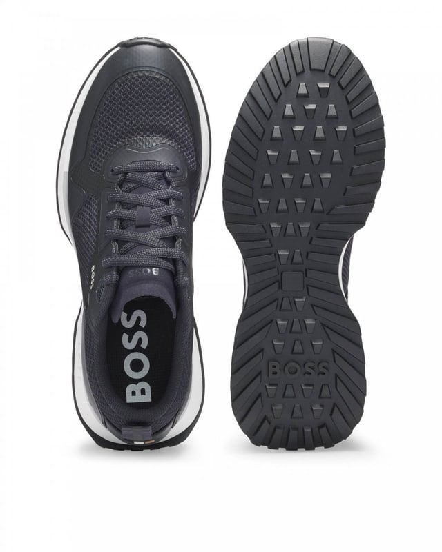 BOSS Orange Jonah Mixed-Material Trainers with Mesh Details and Branding