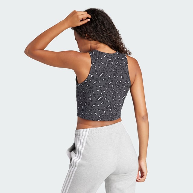 Essentials Animal-Print Crop Tank Top