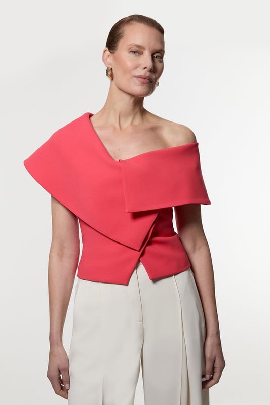 Compact Stretch Assymetric Neck Tailored Jacket