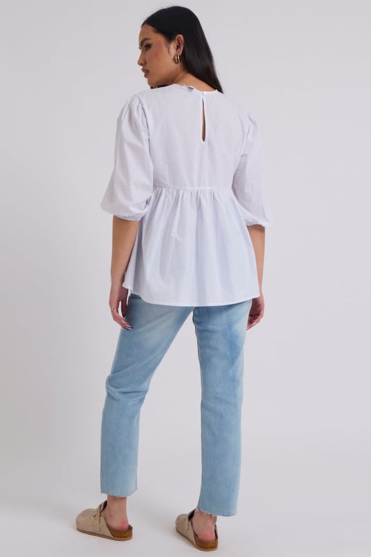 White Oversized Smock Top
