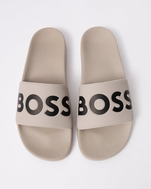 BOSS Orange Aryeh Mens Italian-Made Slides With Large Logo Detail
