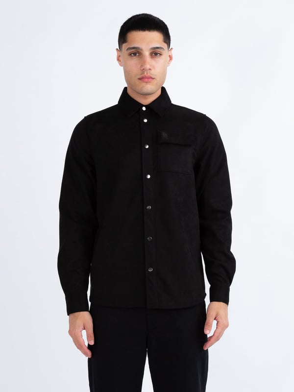 Luke 1977 Men's Donovan 1000 Premium Faux Suede Overshirt in Black
