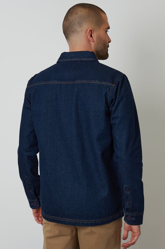 Dark Blue Rinse Wash Denim Shacket