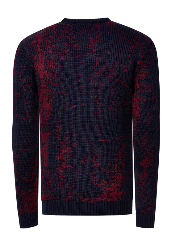 2 Farbiger Feinstrick Rundhals-Pullover