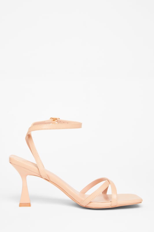 Nude Strappy Flared Heels