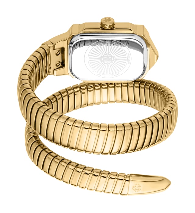 Gouden Slang met Zilverkleurige Wijzerplaat Rvs Horloge