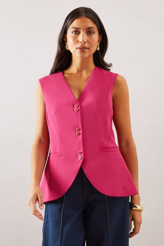 Longline Button Detail Waistcoat