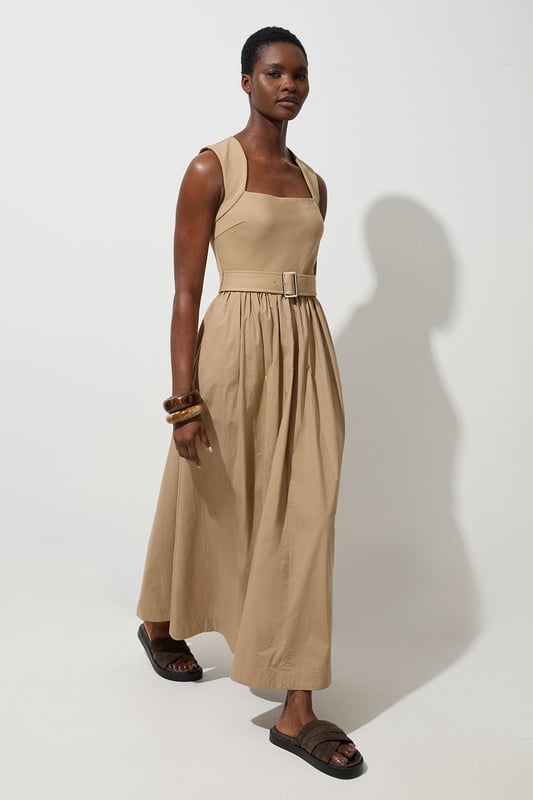 Scoop Neck Jersey Cotton Mix Maxi Dress