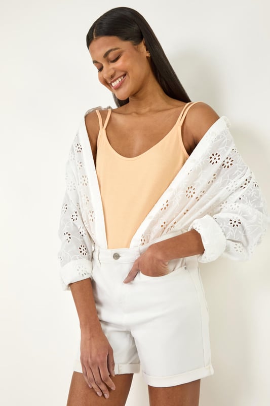 Plain Double Strap V-Neck Stretch Vest Top