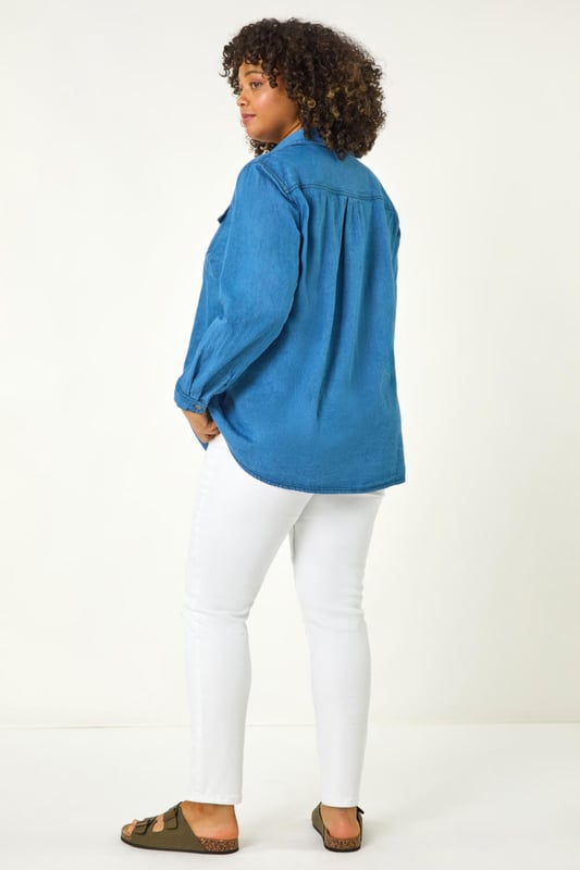 Curve Button Through Denim Shirt
