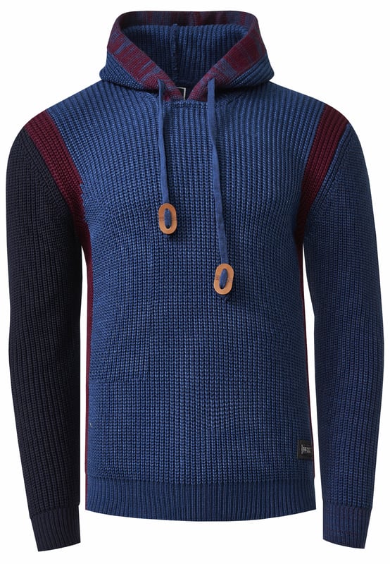 Kontrast Grobstrick Kapuzenpullover