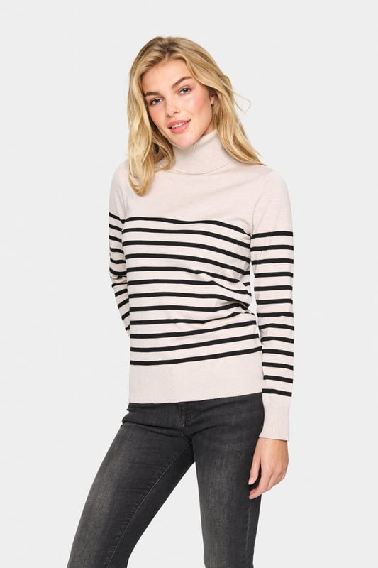 Rollkragen Gerade Passform beige