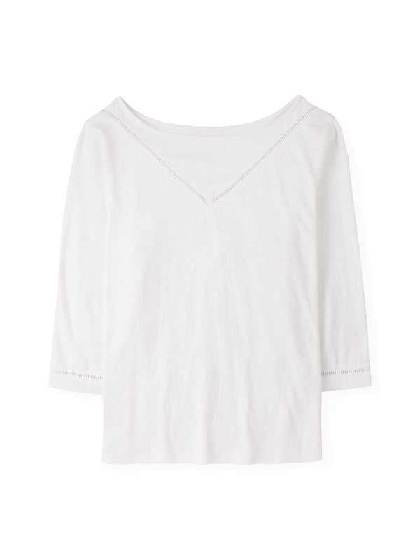 Slub Jersey Trim Boat Neck Top