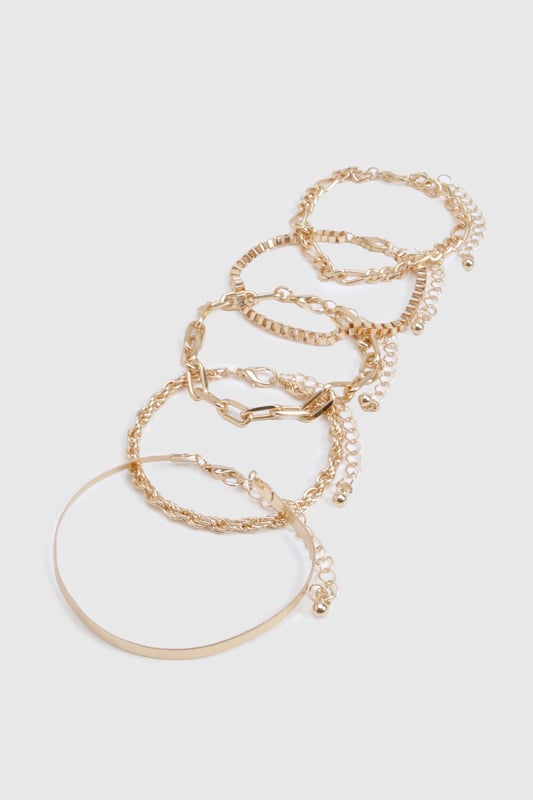 5 Pack Gold Layered Bracelets