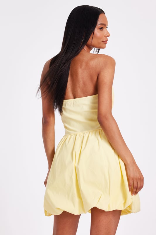 Yellow Puff Ball Skater Dress