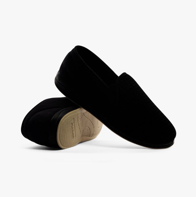 Padders Albert Mens Moccasin Slippers Black Check
