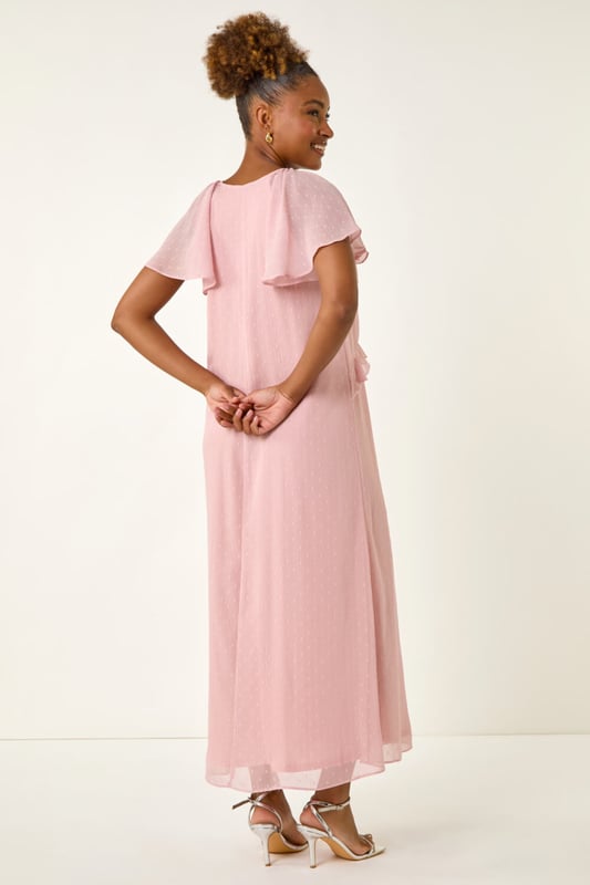 Metallic Dobby Frill Midi Dress