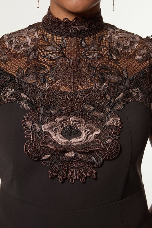 Plus Size Guipure Lace Woven Mini Dress
