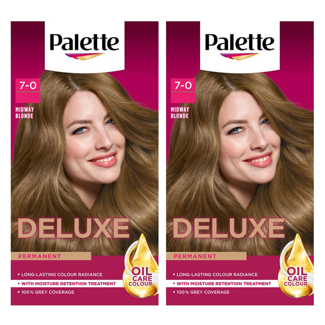 Palette Deluxe Creme Colouration 7-0 Midway Blonde Hair Dye, 2 Pack