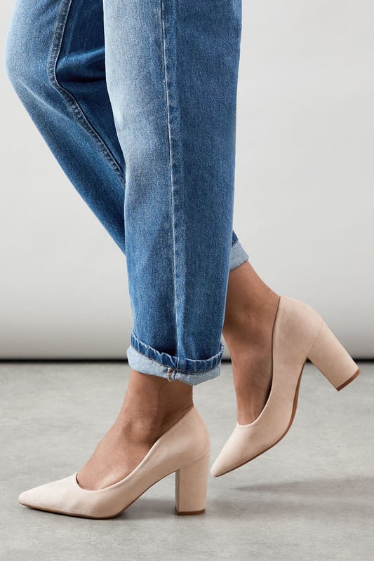 Good For The Sole: Exmoor Comfort High Block Heel Pointed Court Shoes