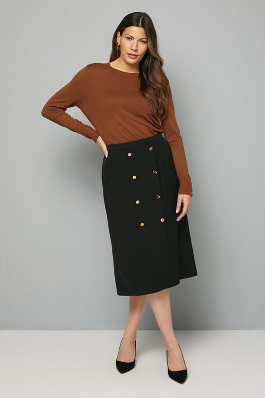 Midi Column Button Wrap Skirt