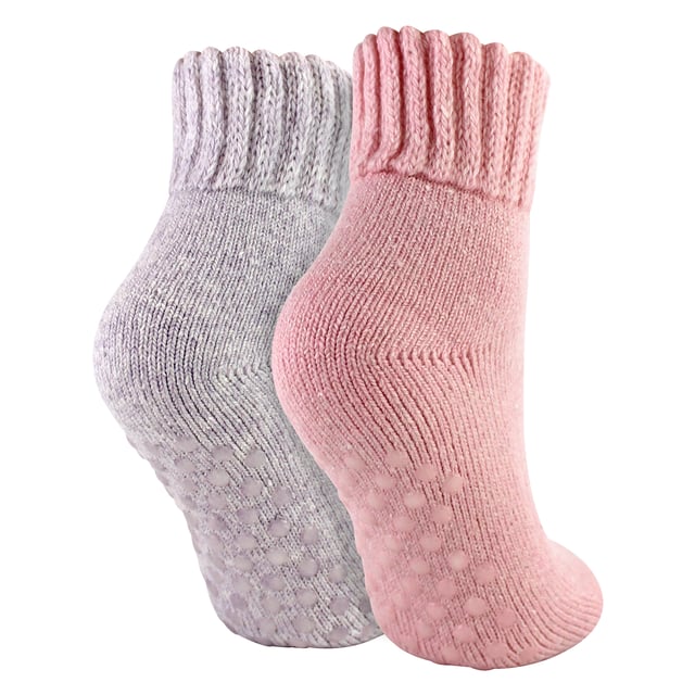 2 Pack Soft Warm Merino Wool Slipper Socks for Ladies