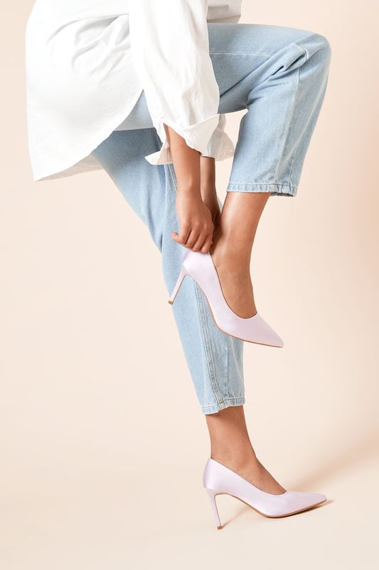 Wide Fit Dash Satin Pointed High Stiletto Heel Court Shoes