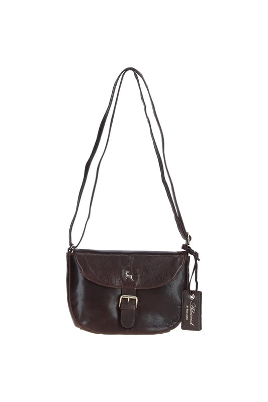 'Violet' Real Leather Flap-Over Crossbody Bag